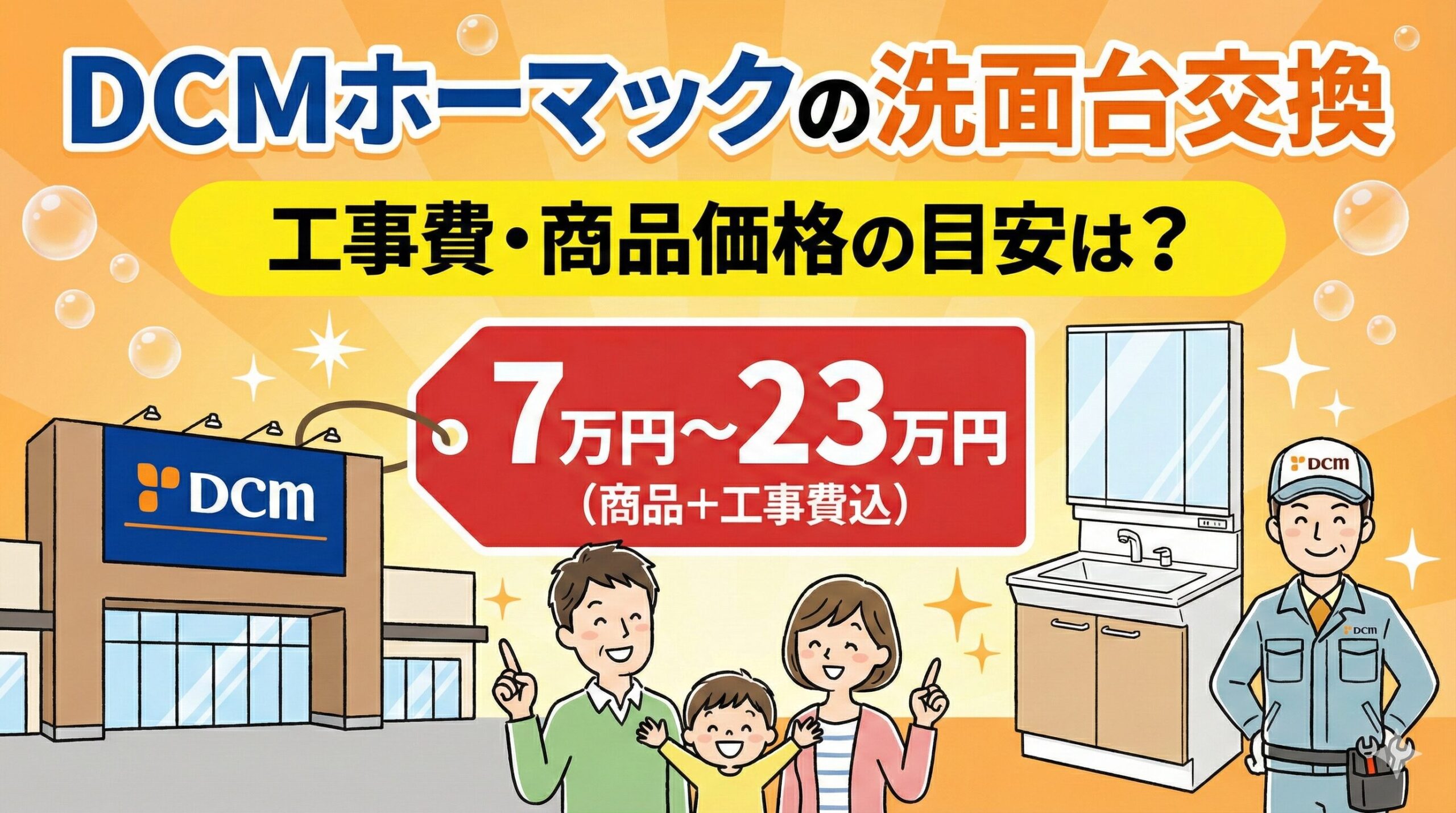 【2026年版】DCMホーマックの洗面台交換の工事費と商品価格 | ムームーリフォーム